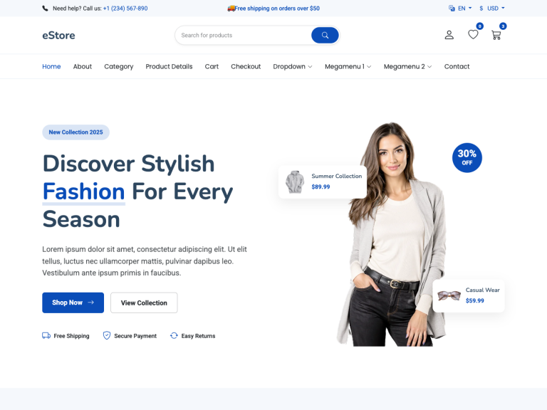 eStore - Free Bootstrap eCommerce Template - Untree